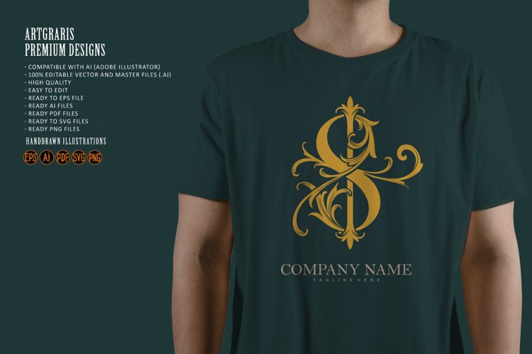 Gilded elegance luxury vintage gold S monogram letter logo