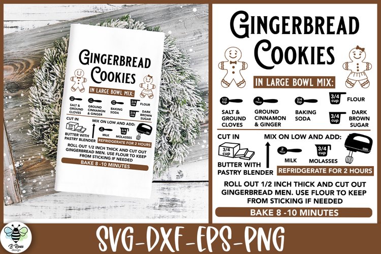 Gingerbread Cookie Recipe SVG | Holiday Baking PNG