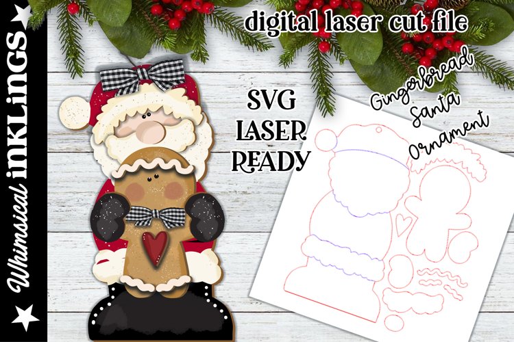 Gingerbread Santa Ornament SVG For Laser Cutting