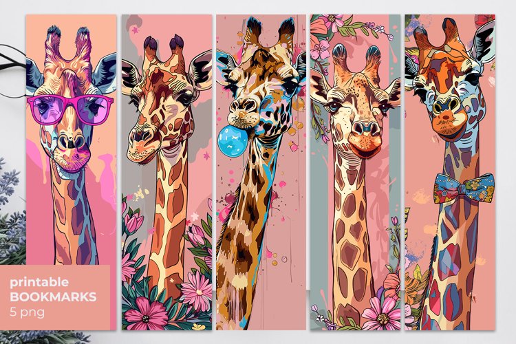Bookmarks, printable bookmark, giraffe bookmark