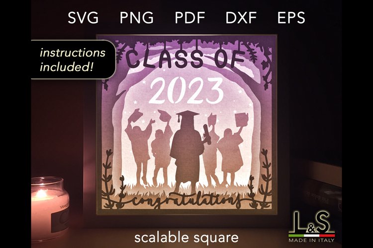Girl Graduate Lightbox Svg | 5th Grade Graduation Shadow Box