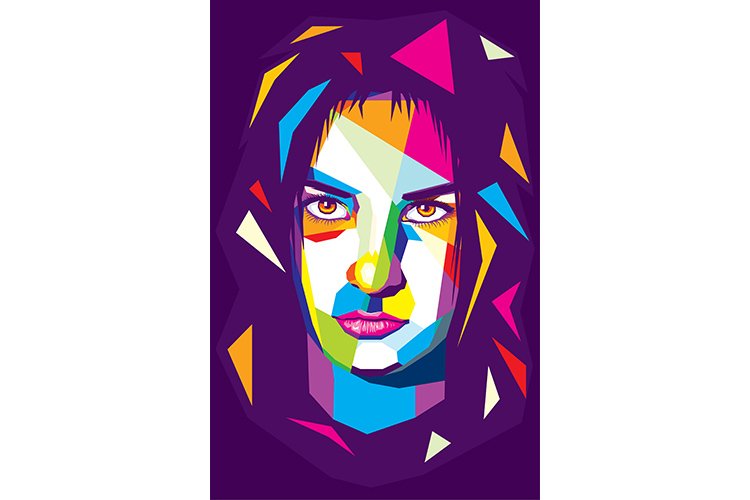 Girl portrait in retro geometric style