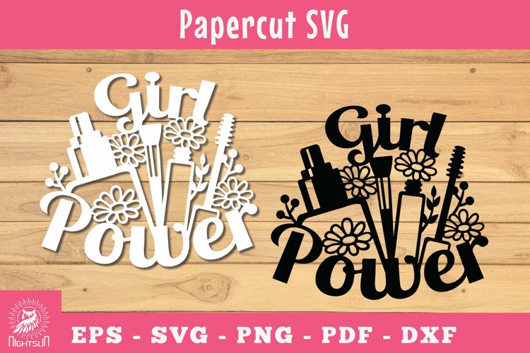 Girl Power Papercut SVG, Floral Makeup 2