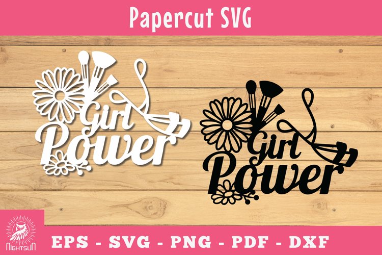 Girl Power Papercut SVG, Floral Makeup 4