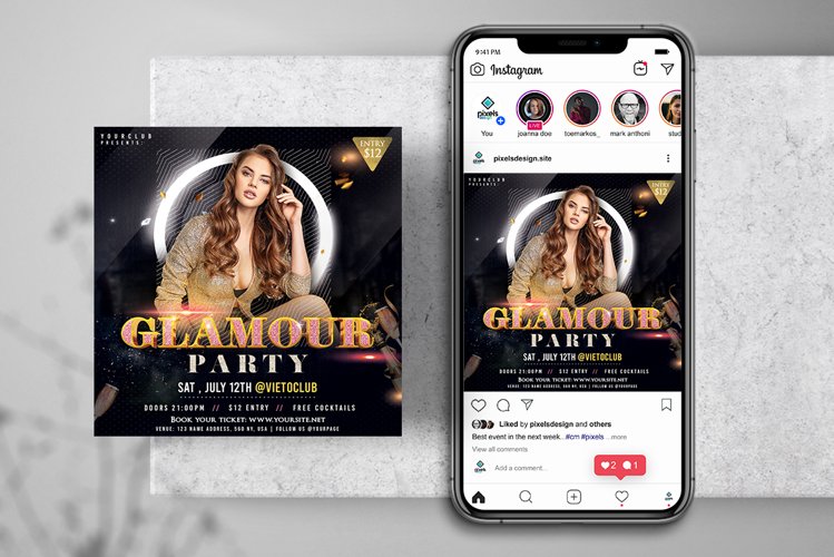 Glamour Night Party Instagram Flyer