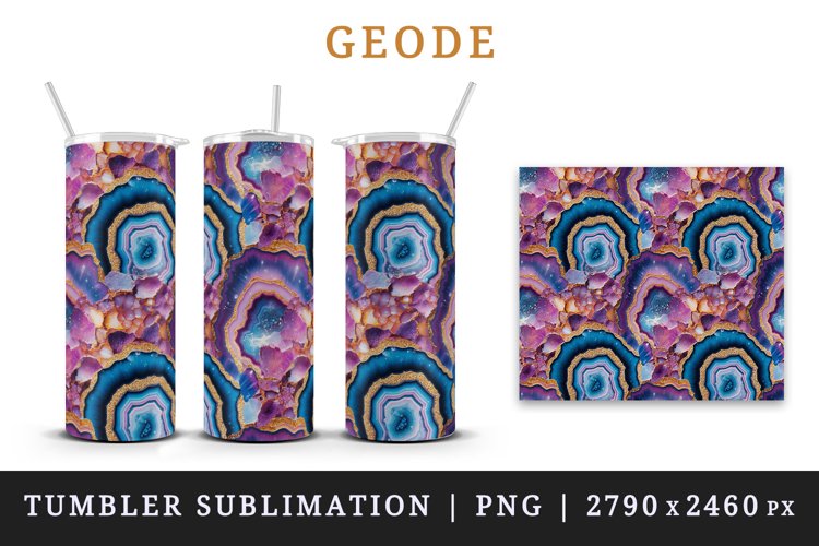 Geode 20 oz tumbler seamless wrap sublimation design skinny