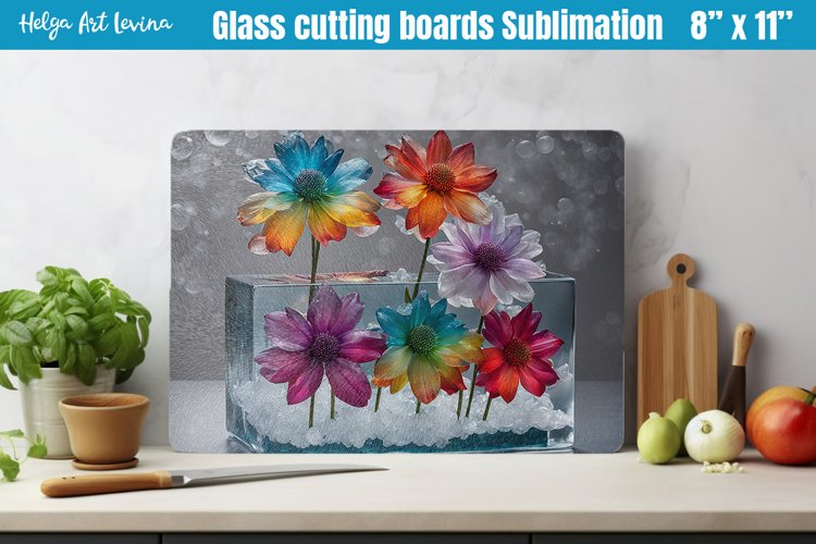Glass Cutting Boards Kitchen | 3d flowers (3170396)