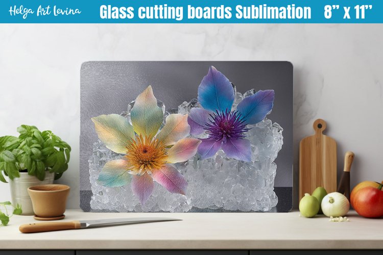Glass Cutting Boards Kitchen | 3d flowers (3170405)