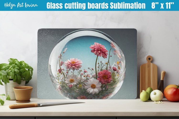 Glass Cutting Boards Kitchen | 3d flowers (3170489)