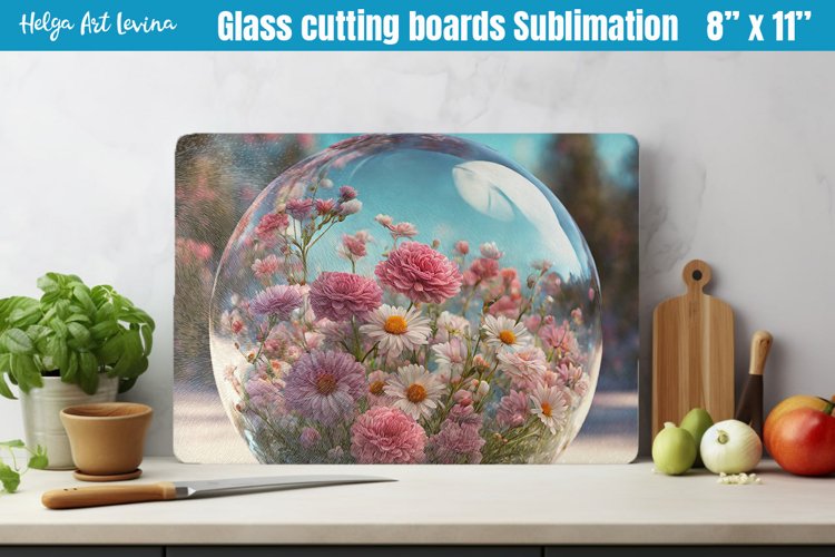 Glass Cutting Boards Kitchen | 3d flowers (3170503)