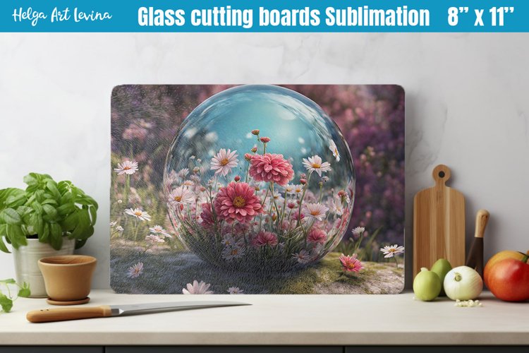 Glass Cutting Boards Kitchen | 3d flowers (3170508)