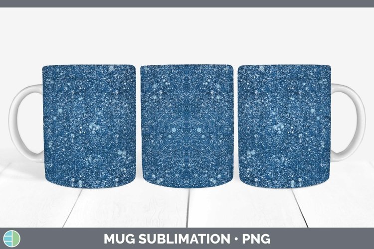 Glitter Bright Blue Mug Wrap Sublimation Coffee Cup Designs