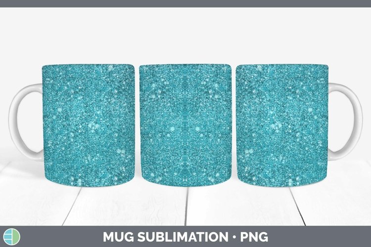 Glitter Cyan Mug Wrap Sublimation Coffee Cup Designs