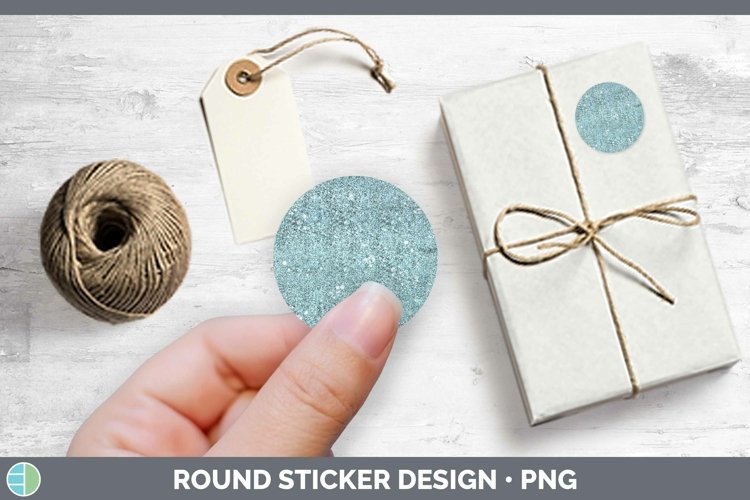 Glitter Cyan Stickers | Round Labels Designs