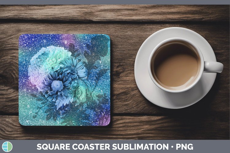 Glitter Flowers Square Coaster Sublimation Coaster Designs