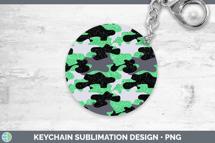 Glitter Green Camo Keychain Sublimation Keyring Designs
