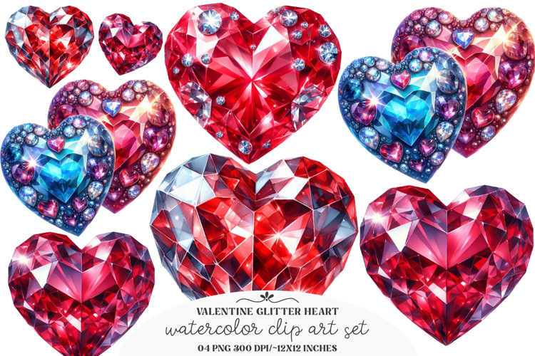 Glitter Heart Valentines Day Clip Art