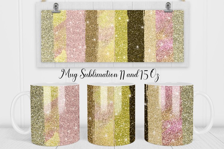 Gold Glitter Mug Wrap | Fall Coffee Mug Sublimation