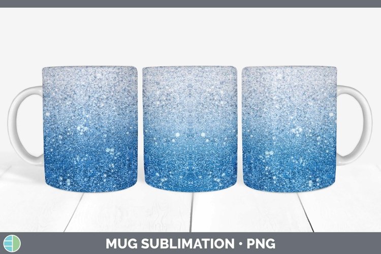 Glitter Ombre - 07 Blue Mug Wrap Sublimation Coffee Cup Desi