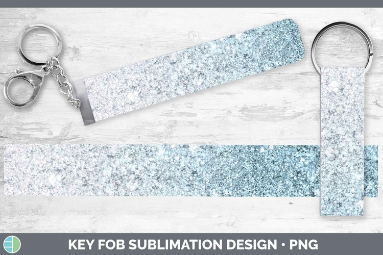 Glitter Ombre - 08 Bright Blue Key Fob Sublimation Wristlet