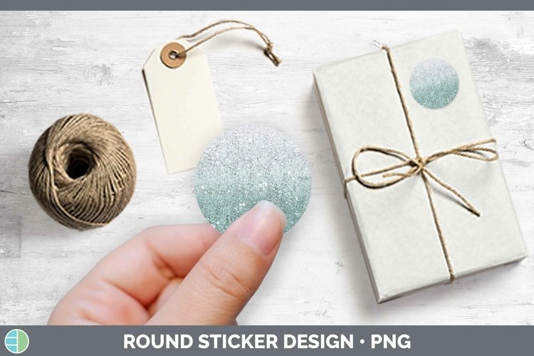 Glitter Ombre - 10 Teal Stickers | Round Labels Designs