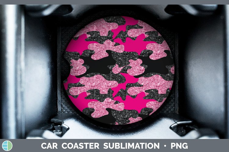 Glitter Pink Camo Car Coaster Sublimation Coaster Designs
