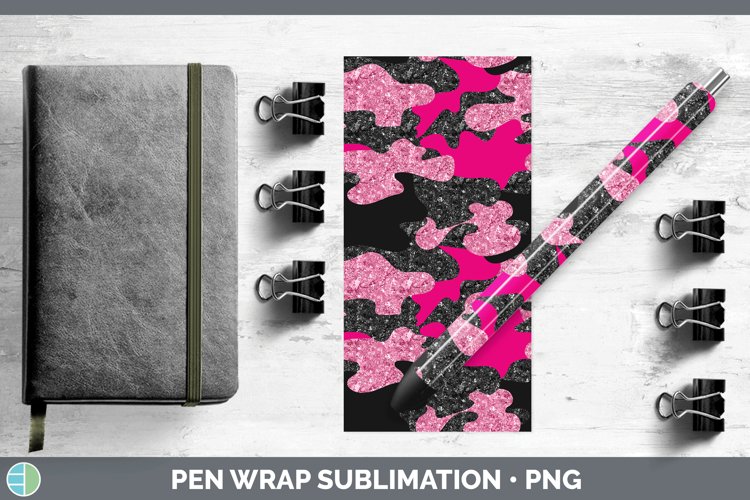 Glitter Pink Camo Pen Wrap Sublimation Epoxy Pen Designs