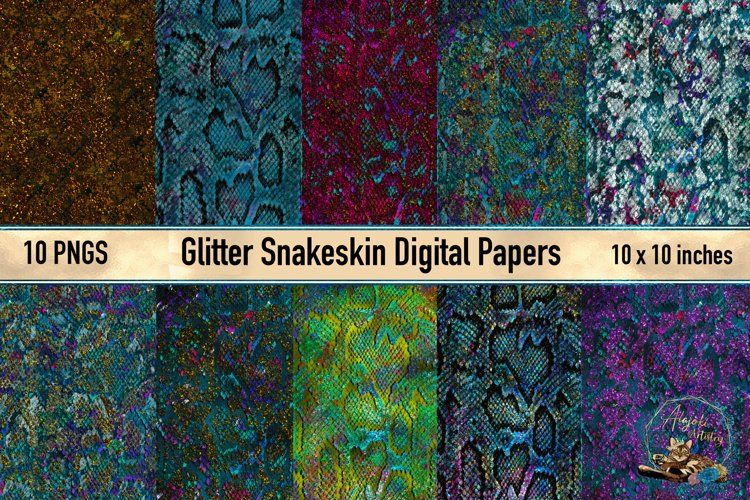 Glitter Snakeskin Digital Papers | Vibrant Patterns