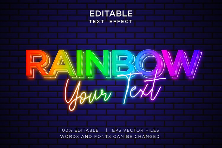 3d neon typography text effect mockup template