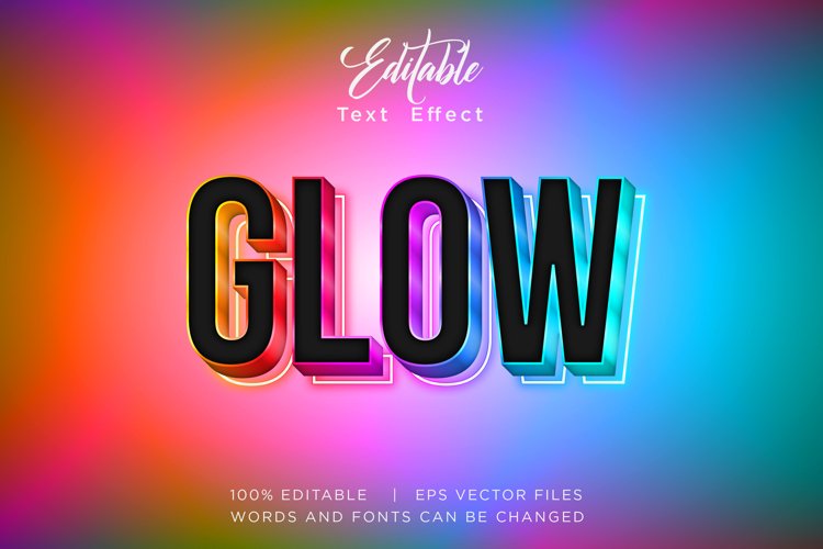 3d neon typography text effect mockup template