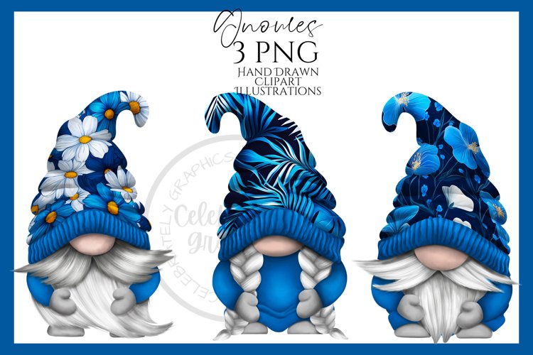 Blue Gnomes Clipart Png - Hand Drawn