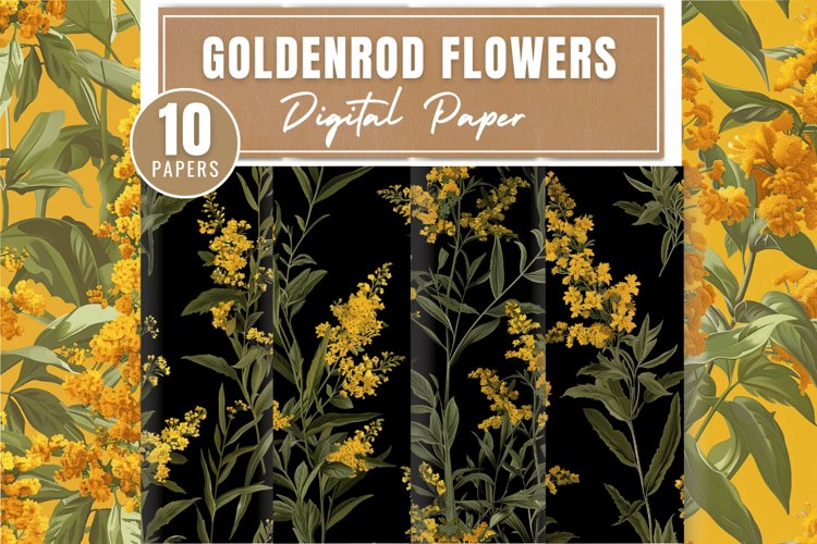 Goldenrod Flowers Digital Paper Bundle
