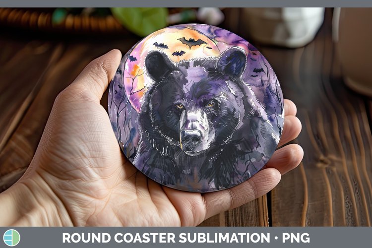 Gothic Bear Round Coaster Sublimation Coaster Designs