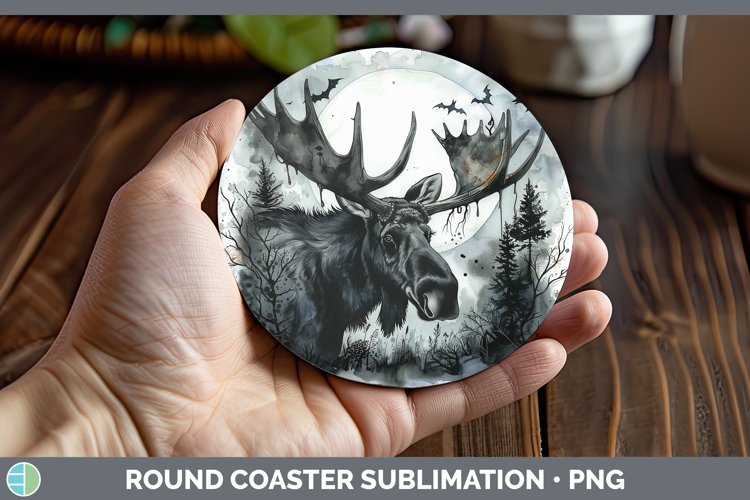 Gothic Moose Round Coaster Sublimation Coaster Designs