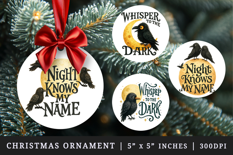 Gothic Quote round ornaments sublimation design