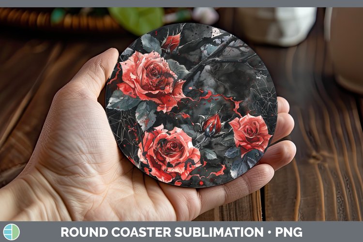 Gothic Rose Round Coaster Sublimation Coaster Designs