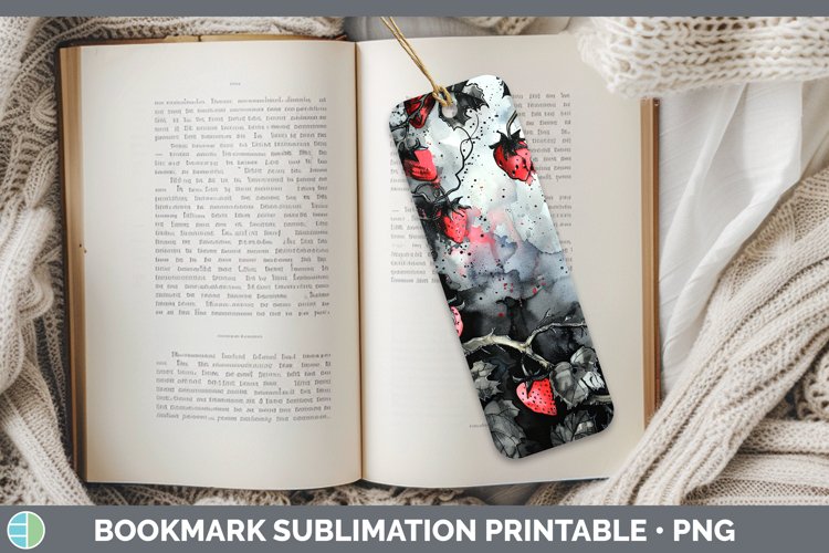 Gothic Strawberry Bookmark Sublimation Printable Designs