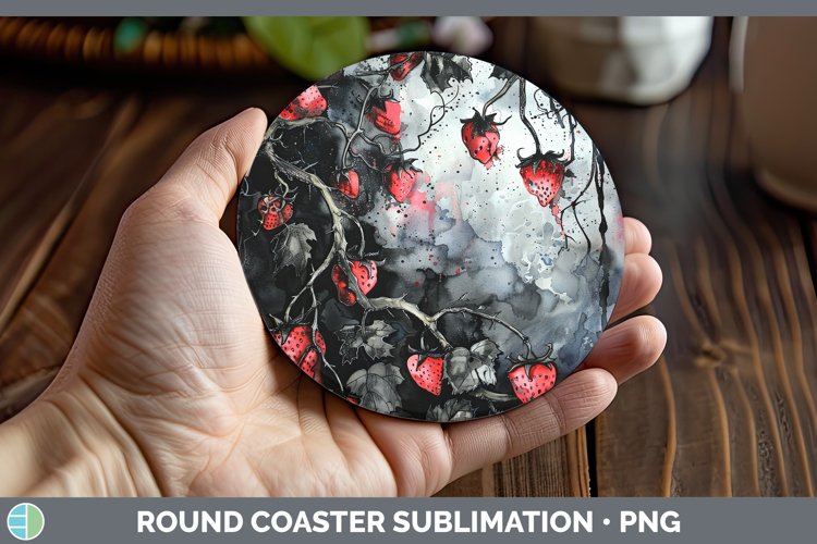 Gothic Strawberry Round Coaster Sublimation Coaster Designs