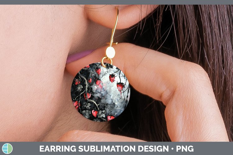 Gothic Strawberry Round Earrings Sublimation Earrings Design