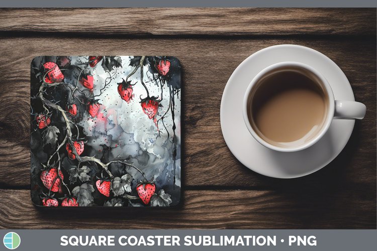 Gothic Strawberry Square Coaster Sublimation Coaster Designs