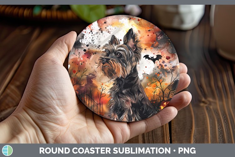Gothic Yorkshire Terrier Round Coaster Sublimation Coaster D