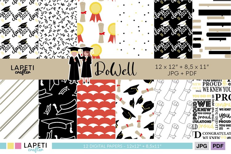 Graduation digital paper pack| 12x12 and Letter size