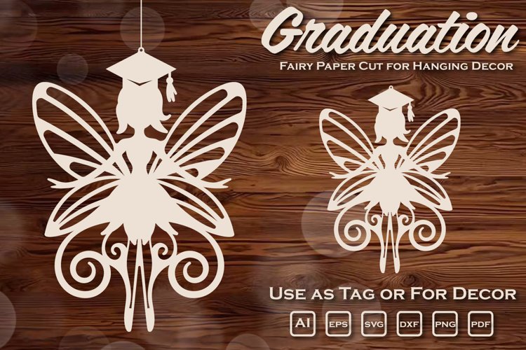 Graduation Paper Cut Fairy for Decoration SVG