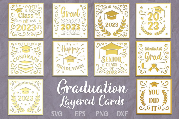 Graduation Layered Papercut Cards 10 SVG items