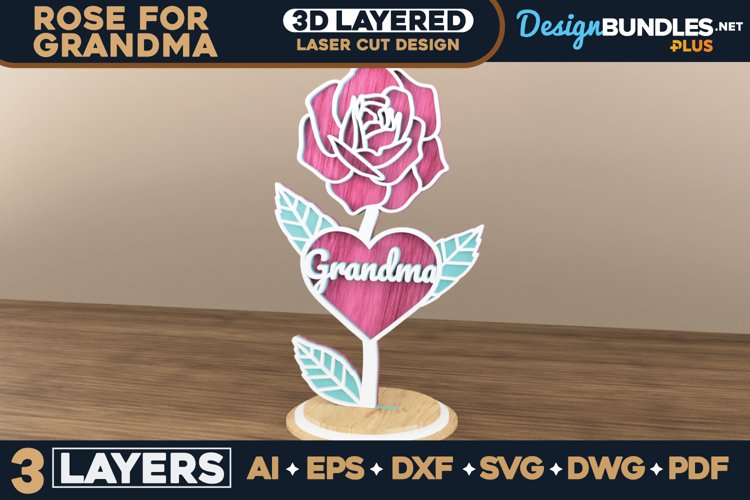 3D Rose Laser Cut File - Rose For Grandma