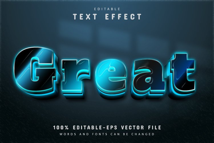 Great text, blue gradient style text effect (1603654) | Illustrator ...