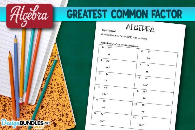 Greatest Common Factor With Variables Printable Worksheet Greatest Common Factor With Variables Printable Worksheet