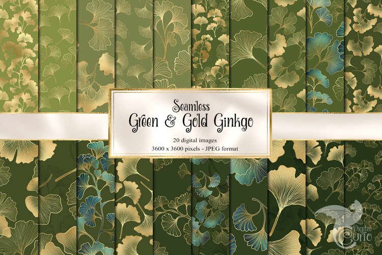 Green and Gold Ginkgo Digital Paper (2783497)