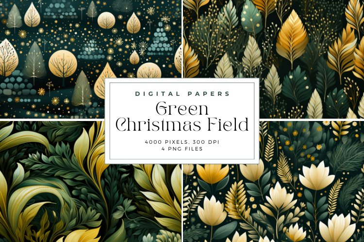 4 Green Christmas Field Pattern Background