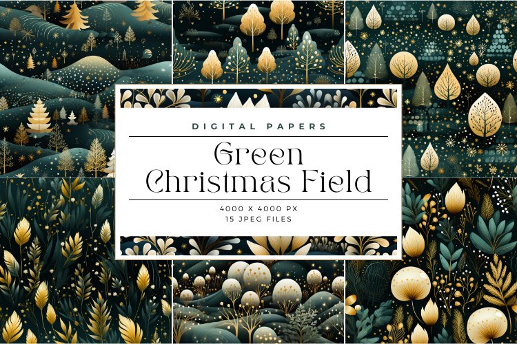 15 Green Christmas Field Pattern Background